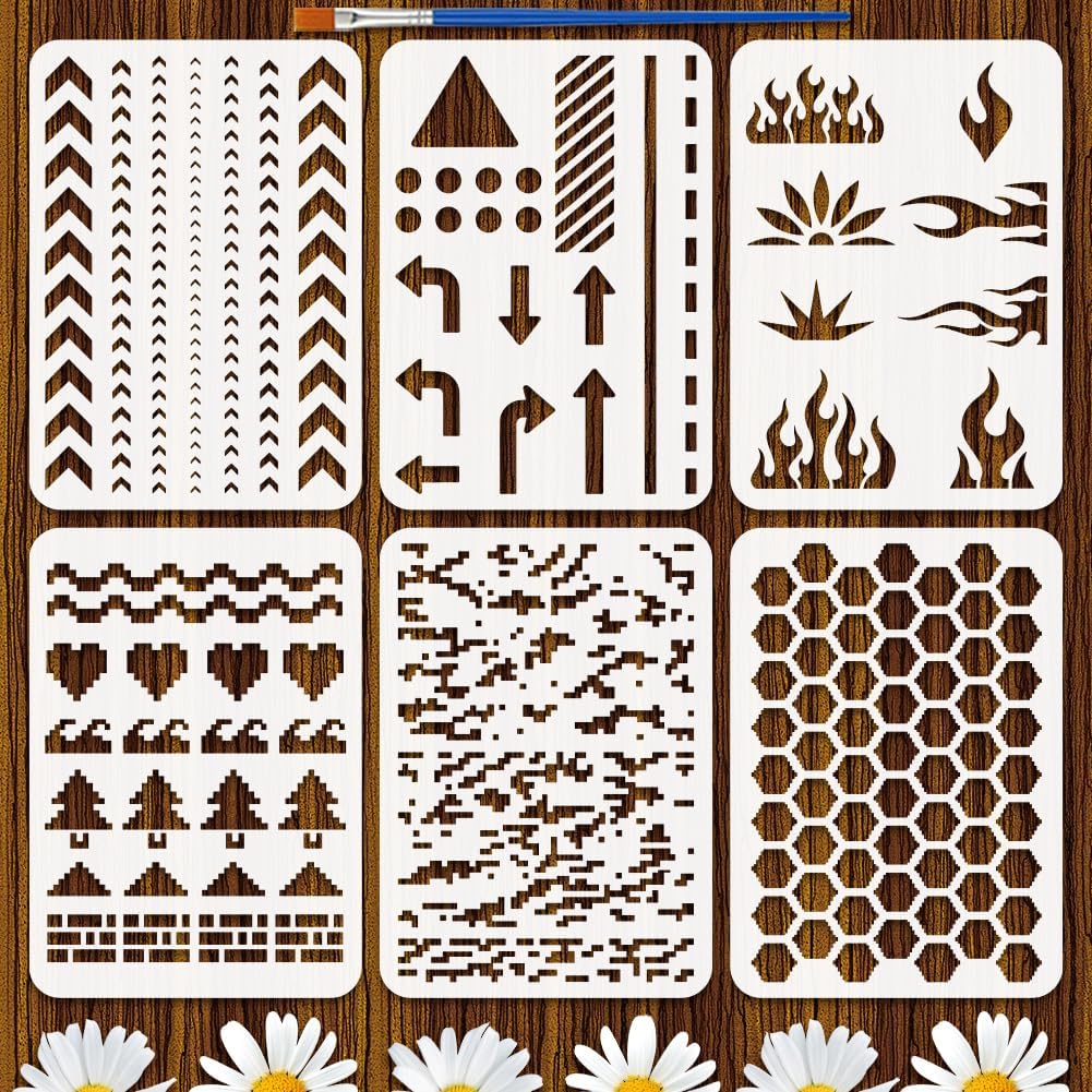 Amazon.com : FINGERINSPIRE 6PCS Game Stencils 8.3x11.7 Inch Pixel Art ...