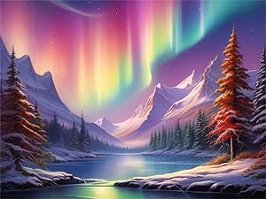 Amazon.com: Diamond Painting Aurora Borealis Landscapes Diamond Art ...
