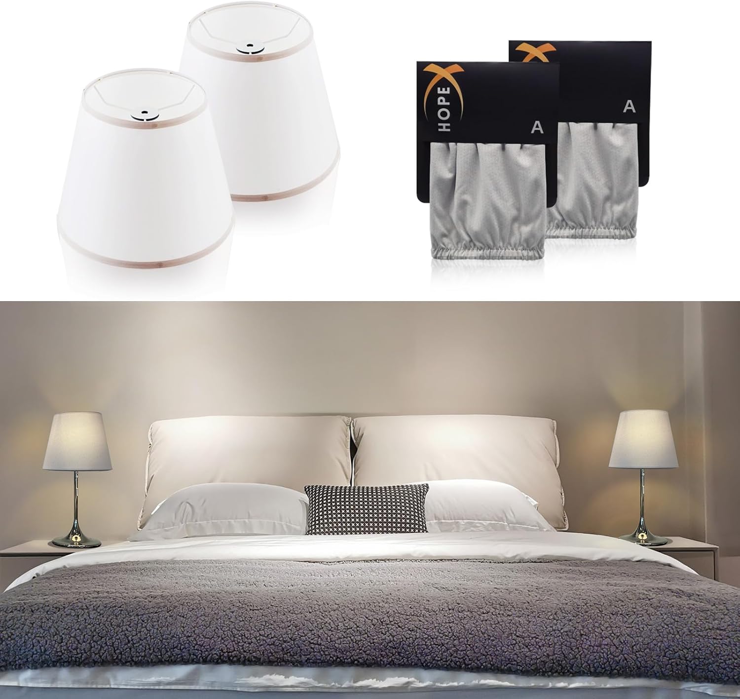 Lamp Shades Set of 2, Fabric Removable & Washable Lamp Shades for Table ...