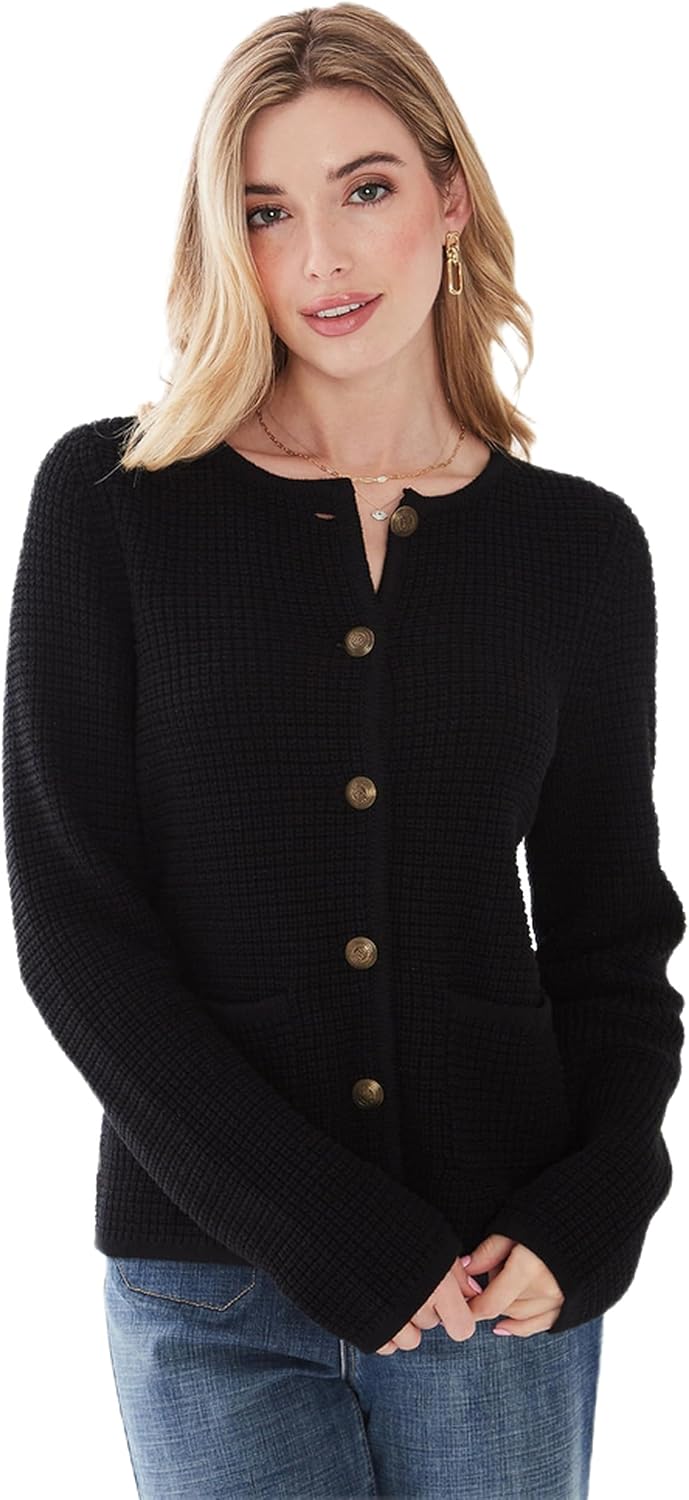 FDJ French Dressing Women’s Open Front Button Down Cardigan Chunky Knit ...