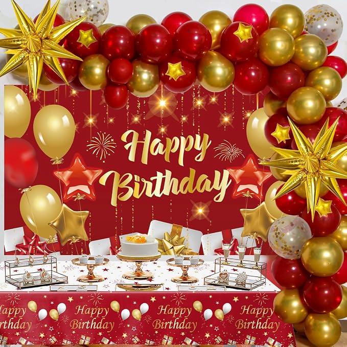 Simple Red And Gold Birthday Decorations