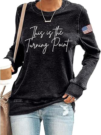 Turning Point Print Shirts for Women Long Sleeve American Flag Tunic ...