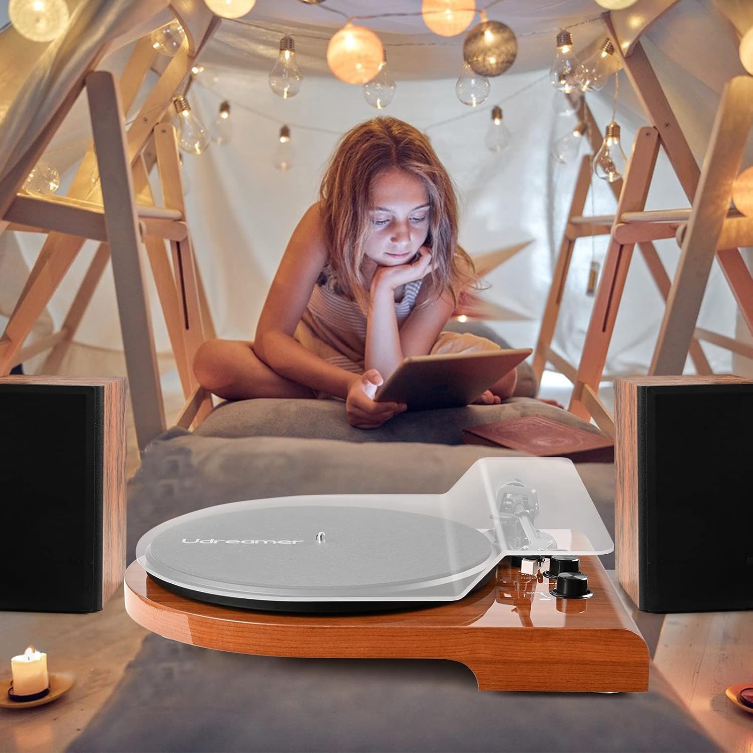 Buy Record Player Turntable with Double Bluetooth Connectivity and ...