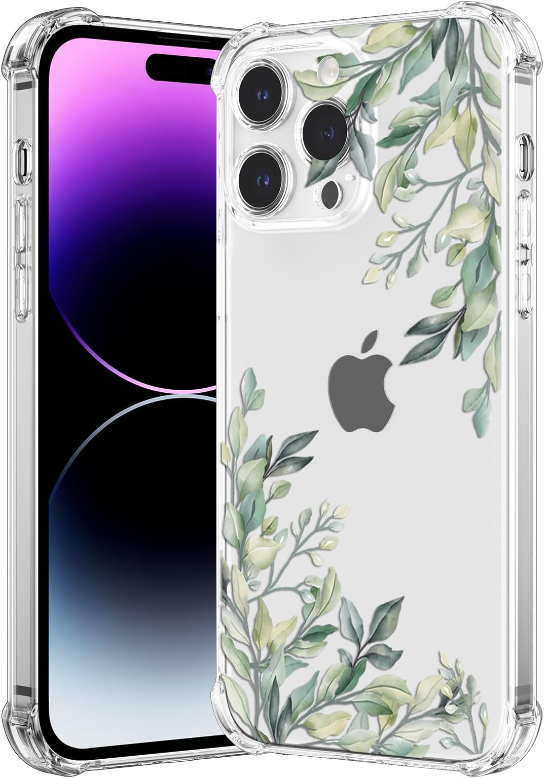 Amazon.com: RALEAVO Floral Case for iPhone 13 Pro 6.1-inch,Clear Leaves ...