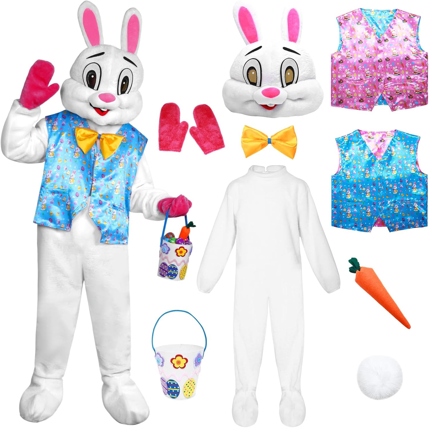 Amazon.com: Matreeglam Easter Bunny Costume Unisex Adult, Plush Rabbit ...