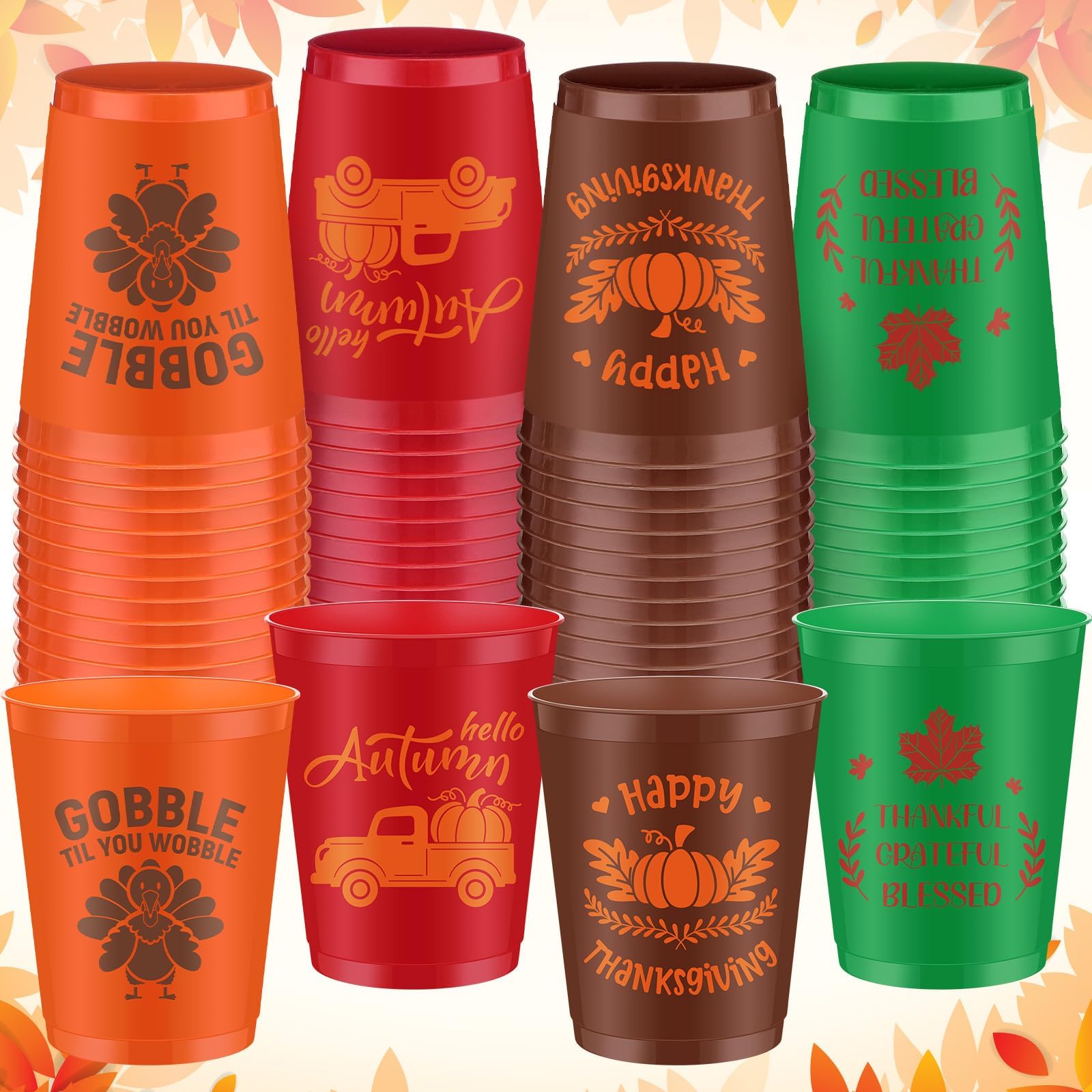 Amazon.com: Uiifan 100 Pcs Disposable Thanksgiving Party Plastic Cups ...