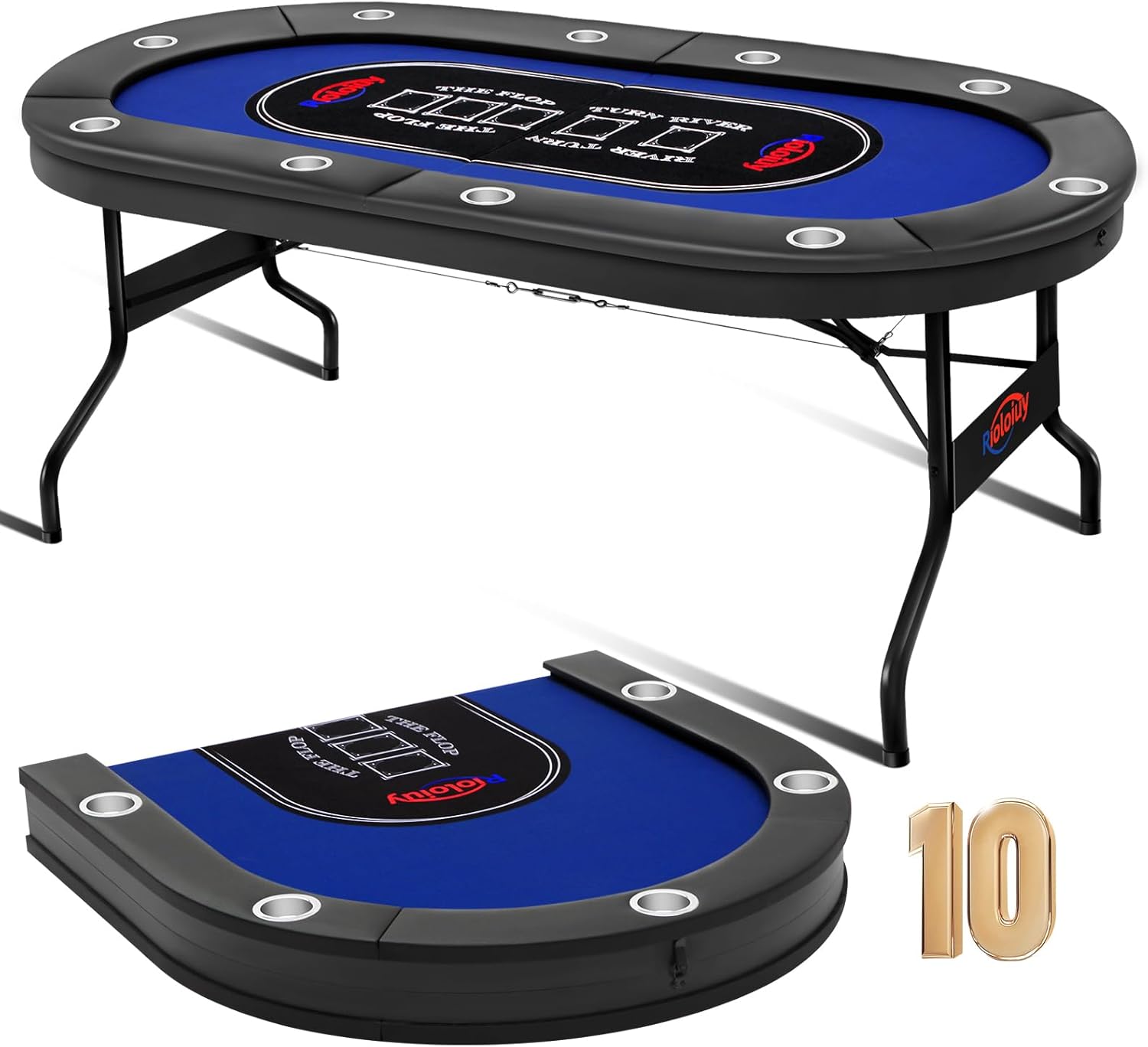 Amazon.com: Rioloiuy 10 Player Poker Table Foldable,Texas Holdem Table ...