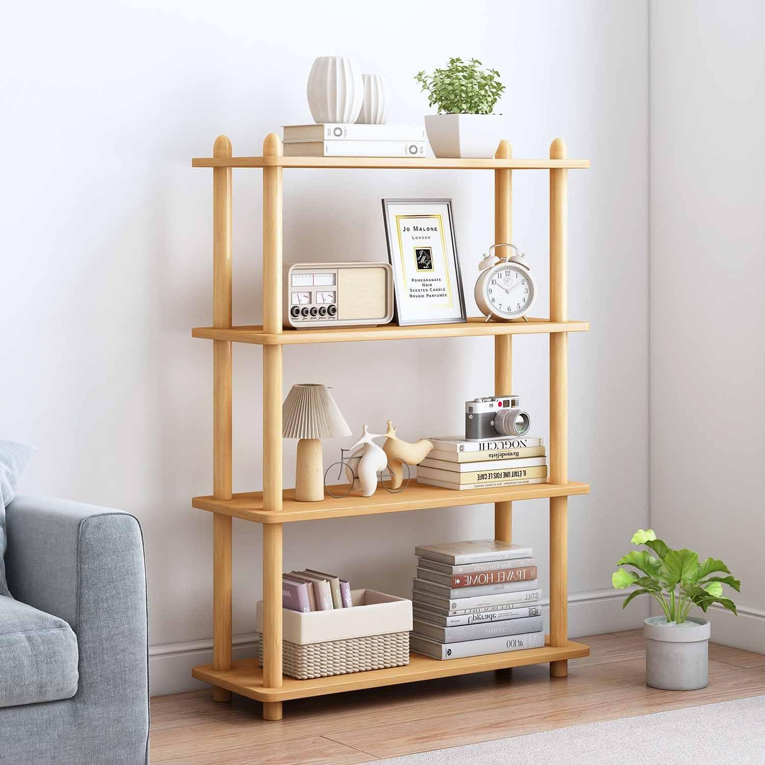 Amazon.com: IOTXY 4-Tier Wooden Shelf Bookcase - Modern Open Bookshelf ...