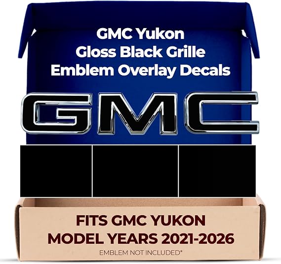 Amazon.com - GMC Yukon XL Denali Gloss Black Grille GMC Emblem Overlay ...