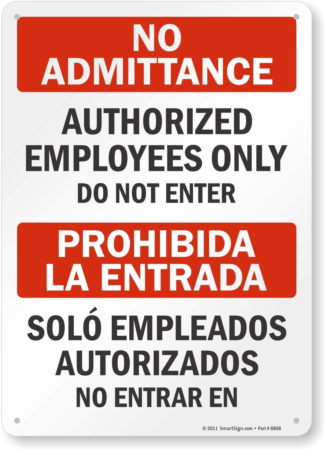 Amazon.com : (2 Pack) Employees Only Beyond This Point Bilingual Signs ...