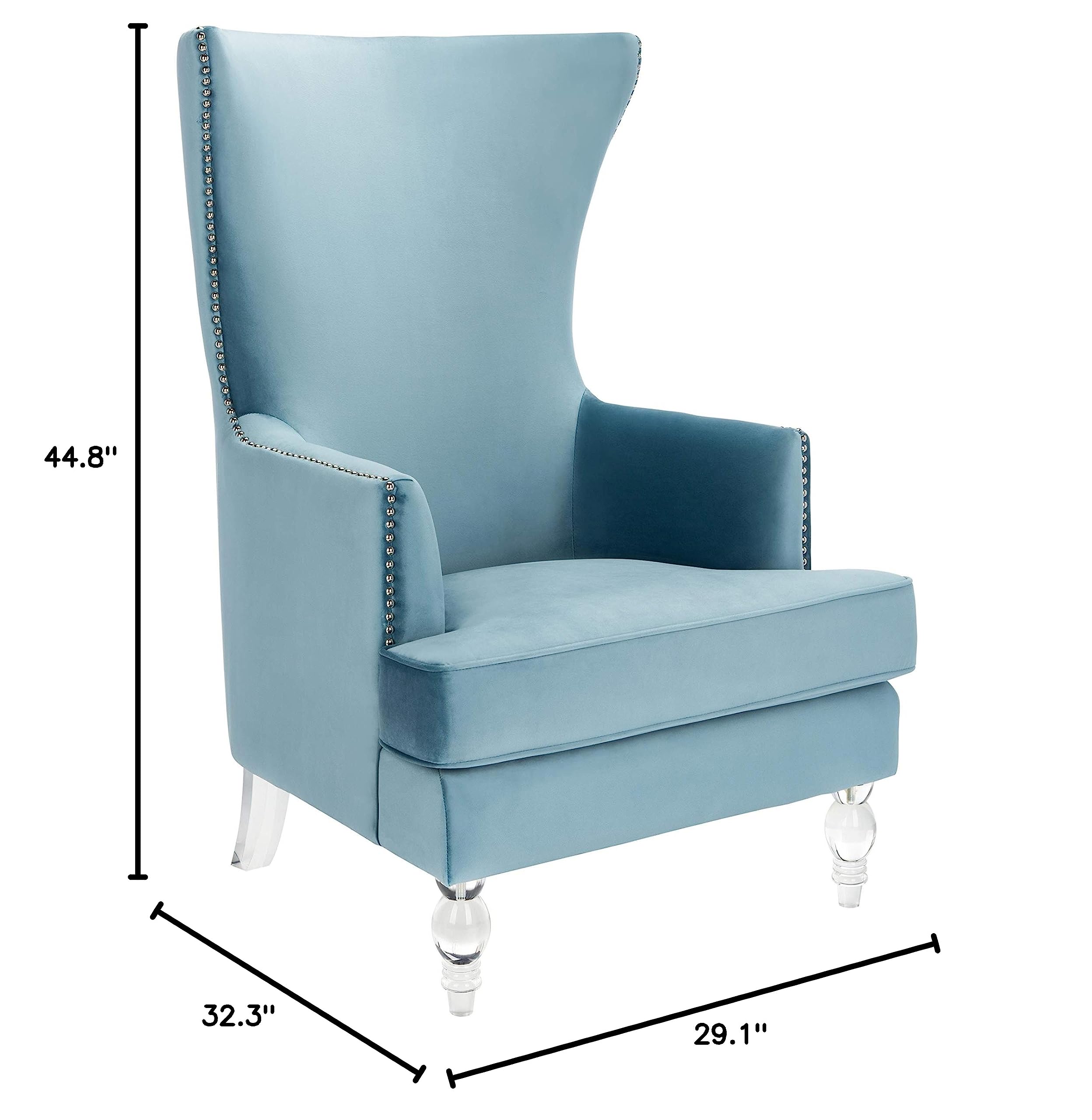 Safavieh Couture Home Geode Modern Glam Light Blue Velvet Wingback Chair
