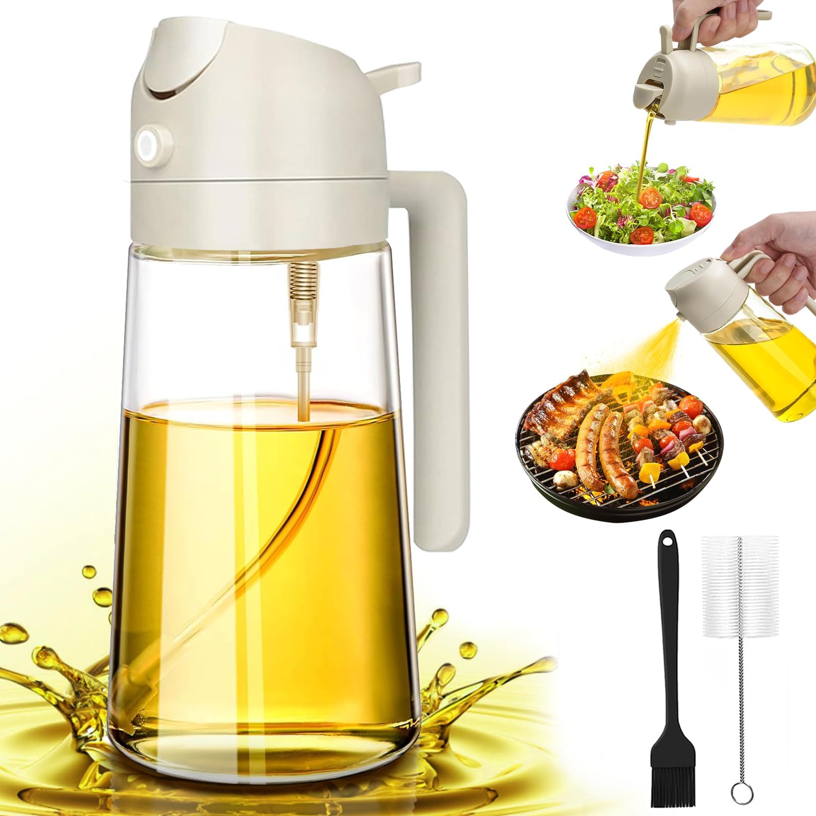 Amazon.com: Oil Sprayer for Cooking, 2 in 1 Oil Dispenser for Kitchen ...
