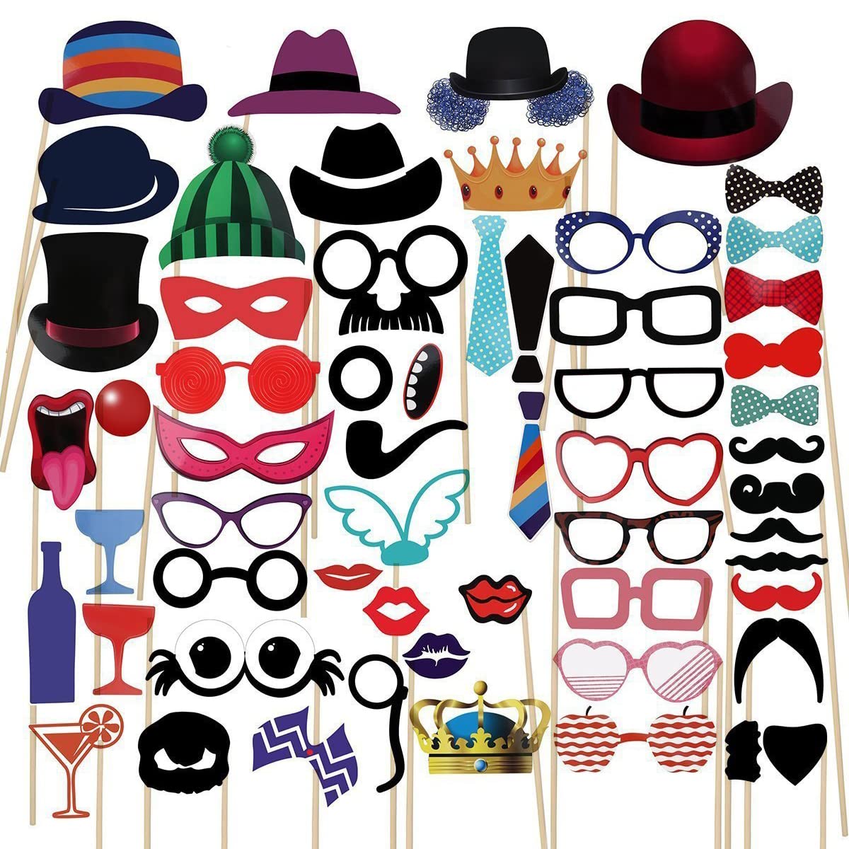 Party Photo Booth Props, 58 Pcs Funny Photo Booth Party Decorations ...