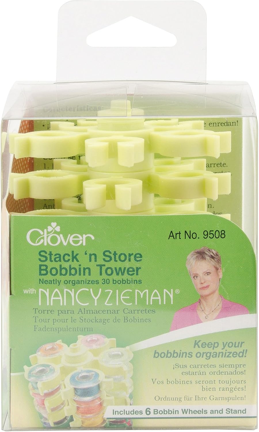 Amazon.com: Clover Stack 'n Store Bobbin Tower W/Nancy Zieman-3.5"X3.75"