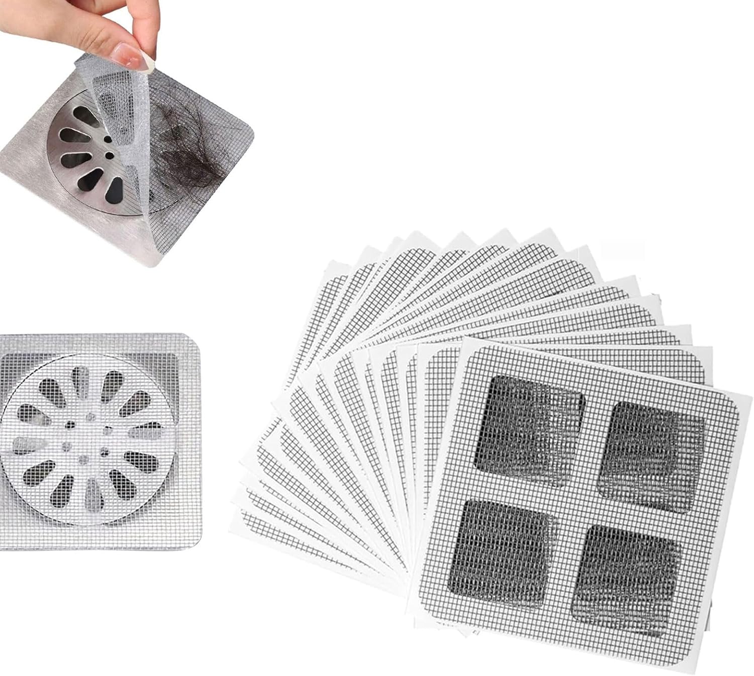 10/20PCSDisposable Hair Drain Stickers, Shower Drain Hair Catcher Mesh ...