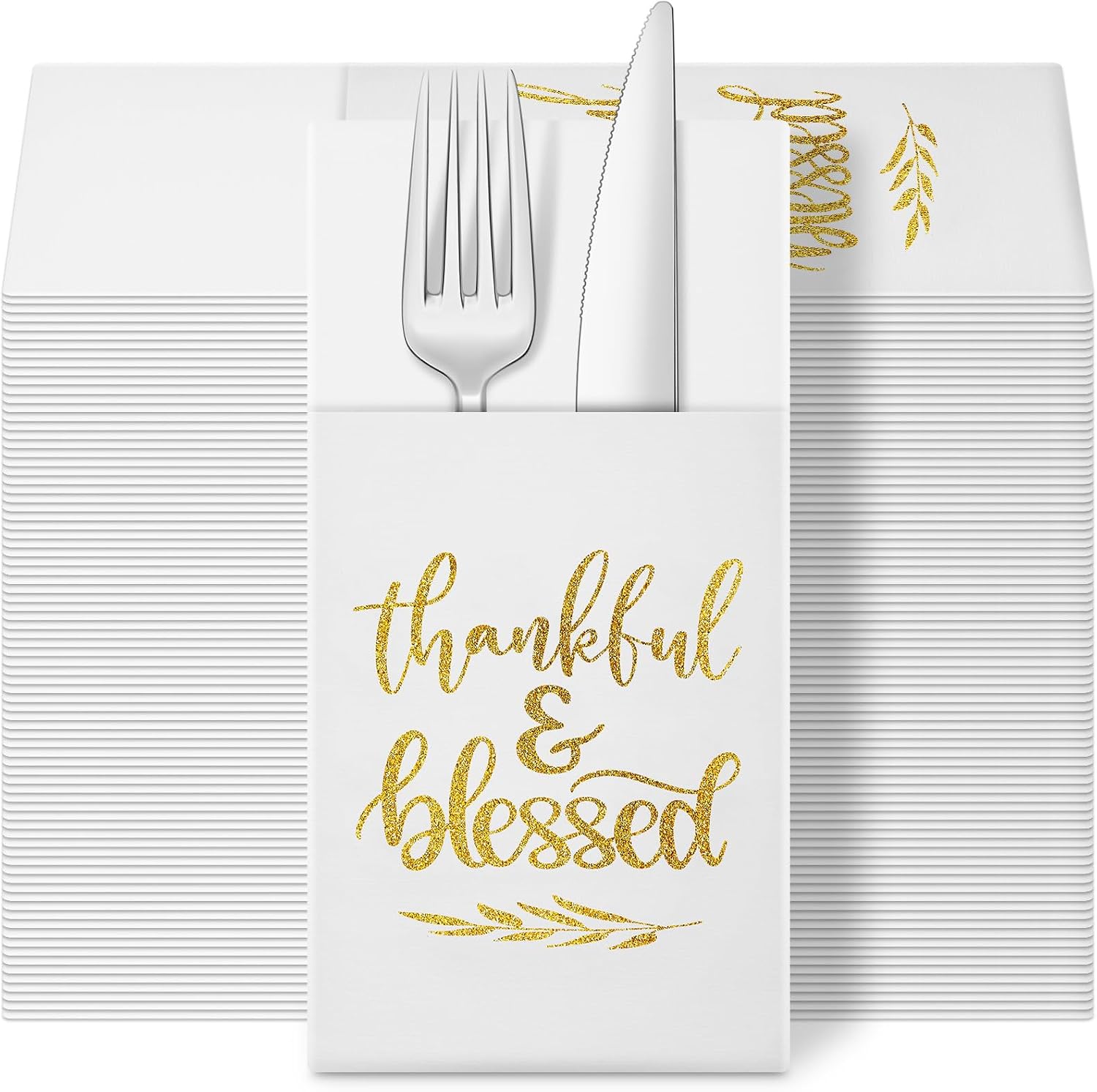 Amazon.com: Engrowtic 100 Pack Thanksgiving Thankful Blessed Napkins ...