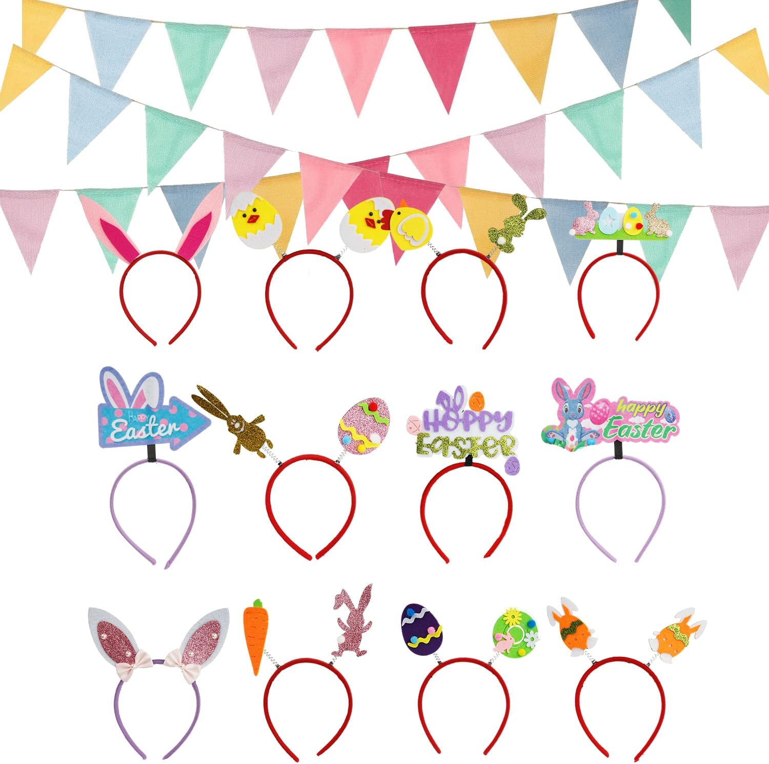 Amazon.com: 4 Strings Pennant Banner Flags Pastel and 12 PCS Easter ...