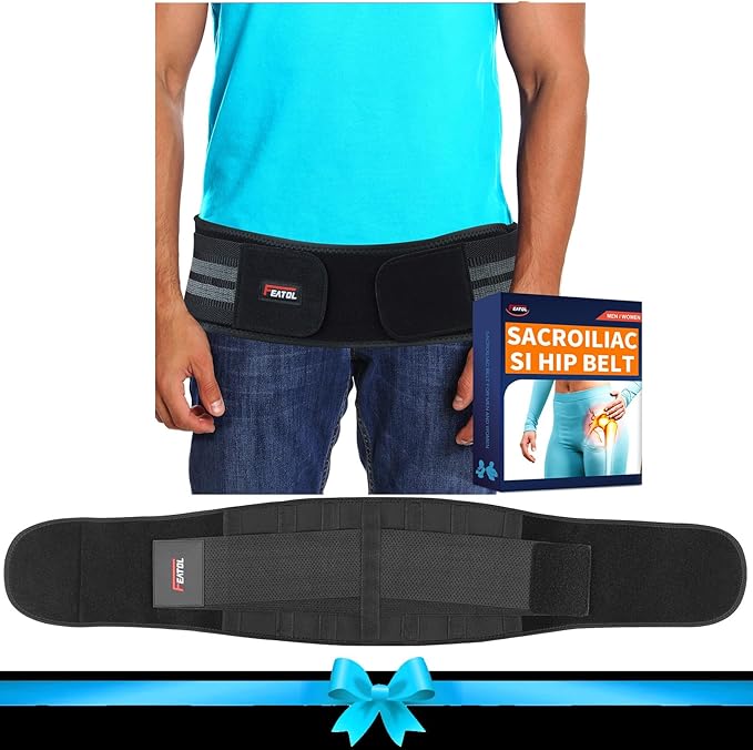 FEATOL Back Brace size L/XL + SI Belt size M with Extra Compression ...