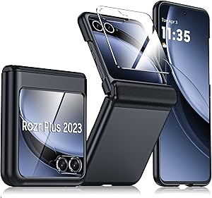 Amazon.com: BSNRM for Motorola Razr Plus 2023 case, Built-in Screen Protector & Hinge Protection ...
