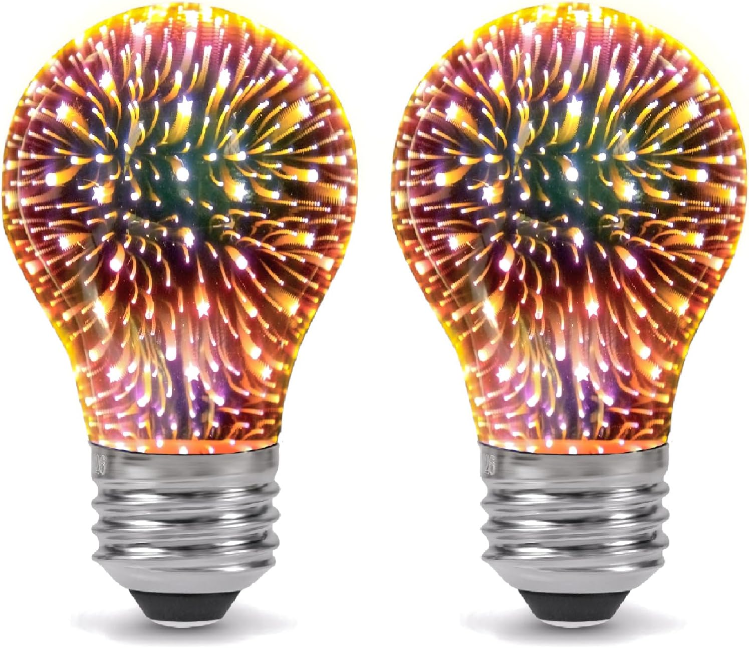 Decoaui 2-Pack Infinite Fireworks Effect LED Light Bulbs, E26 Base 2W ...