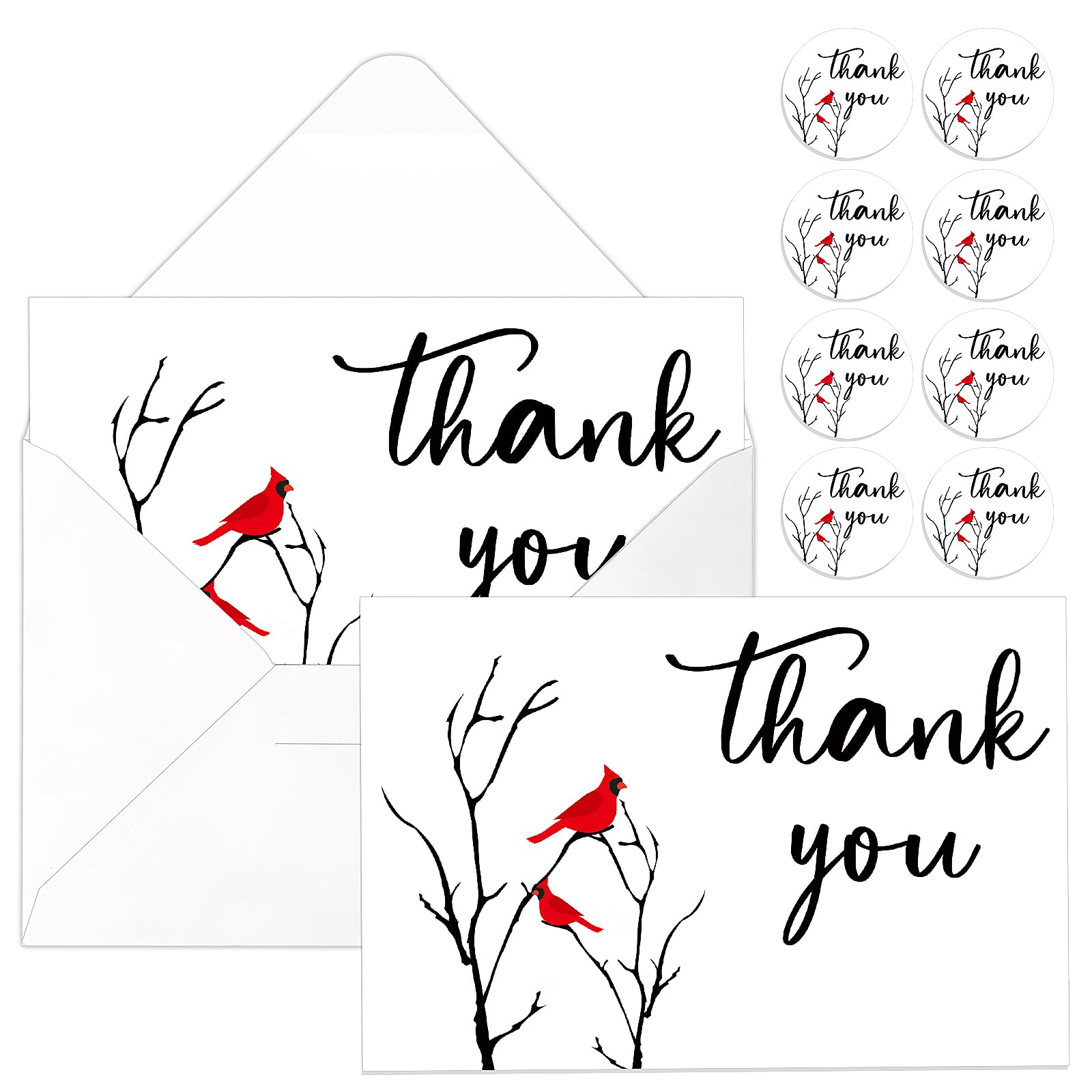 Snapklik.com : Cholemy 50 Set Cardinal Thank You Cards Bird Memorial ...