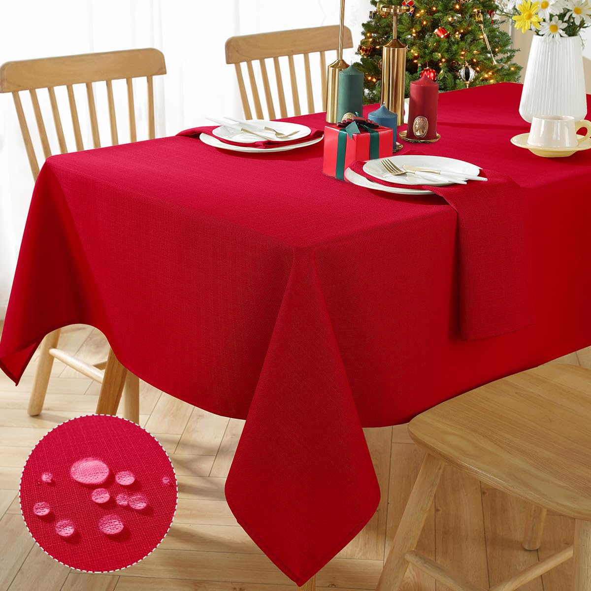 SASTYBALE Christmas Tablecloth Rectangle Waterproof Wrinkle Fee ...