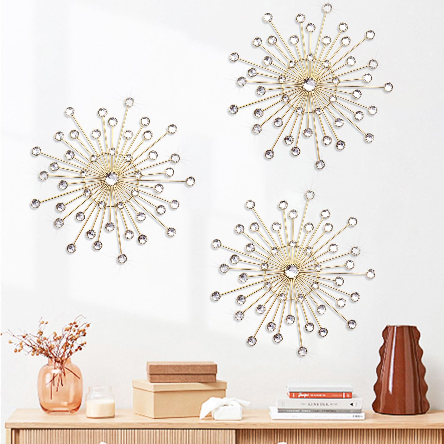Amazon.com: Uaussi Metal Rhinestones Sunburst Wall Décor Crystal Burst ...