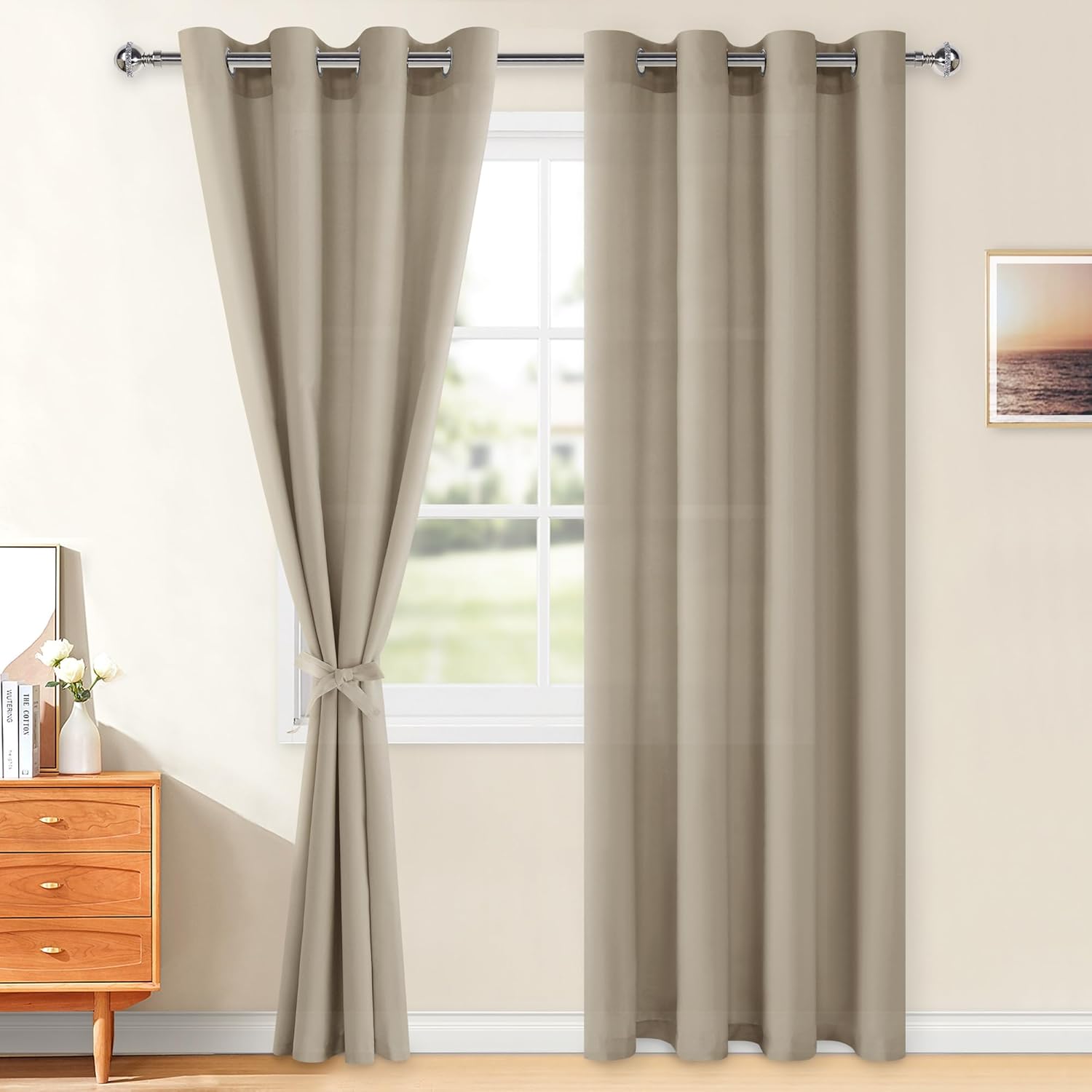 Amazon.com: Hiasan Light Filtering Curtains for Living Room 84 inch ...