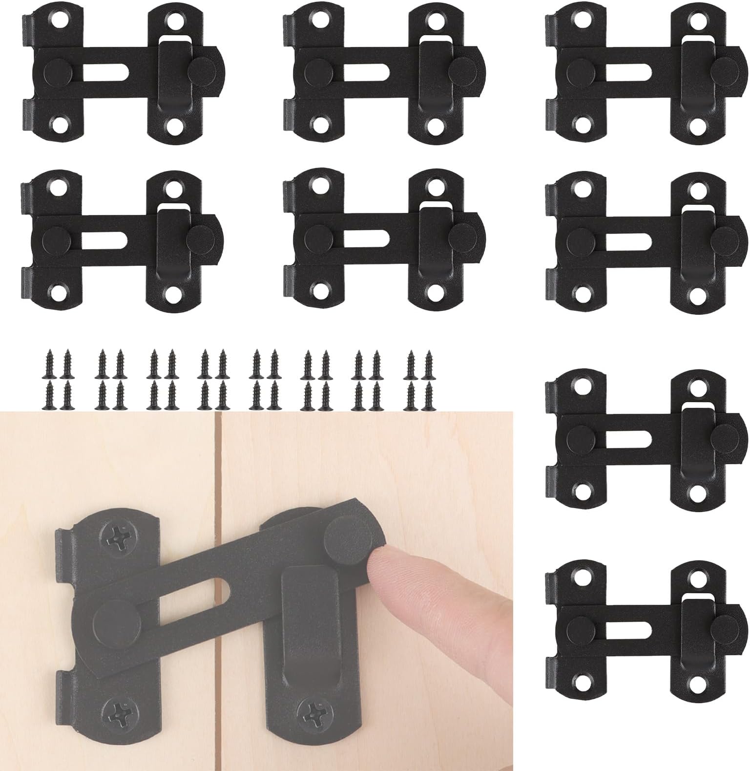 Amazon.com: Acrux7 8 Pack Barn Door Latch Lock 2.75”x2” Black Stainless ...