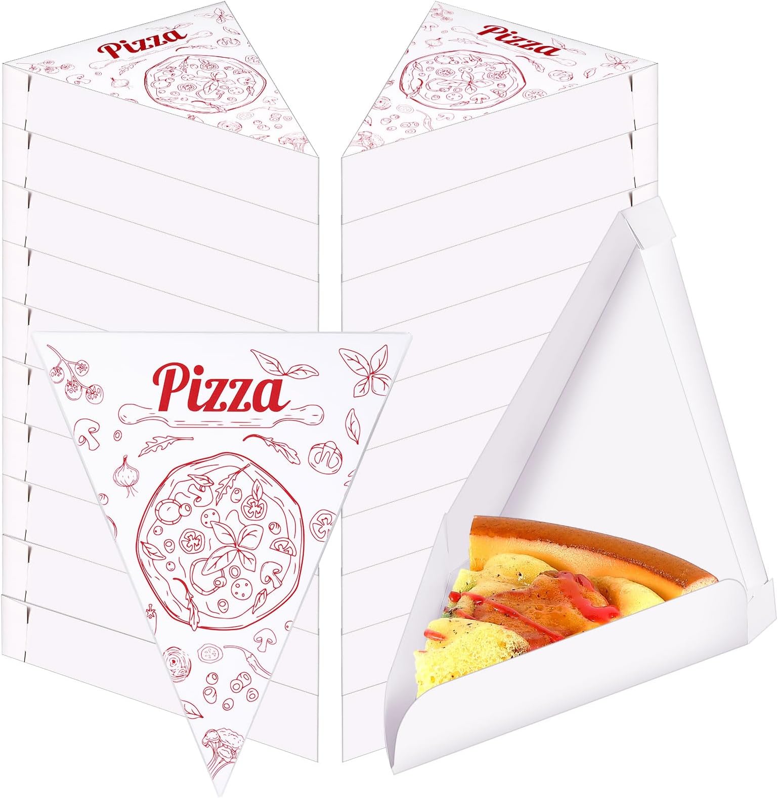 Amazon.com: 100 Pcs White Paperboard Single Pizza Slice Wedge Tray 8-1/ ...
