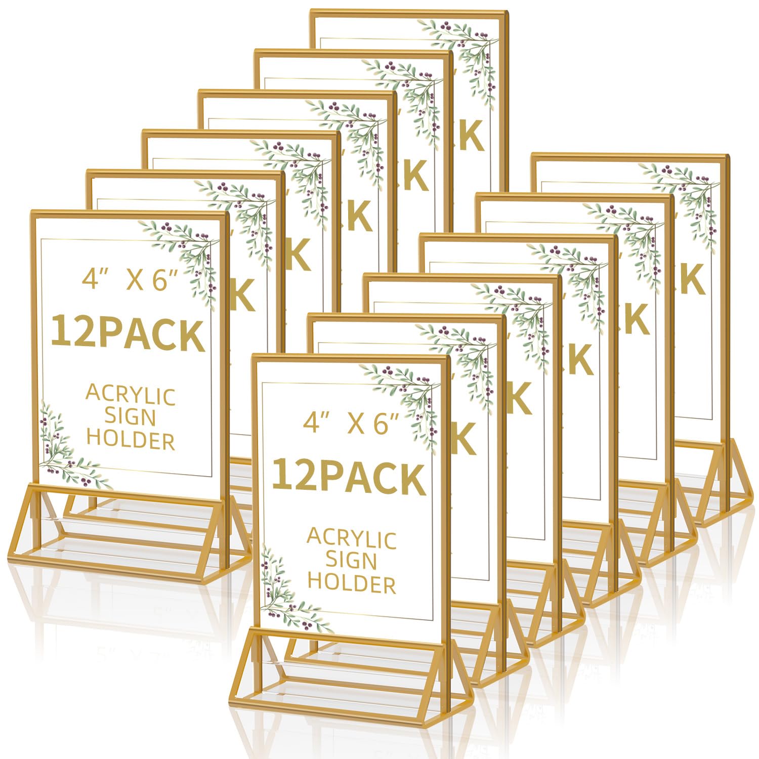 Amazon.com: PPH-Sisy Acrylic Sign Holder 4 x 6 Gold Frame Double Sided ...