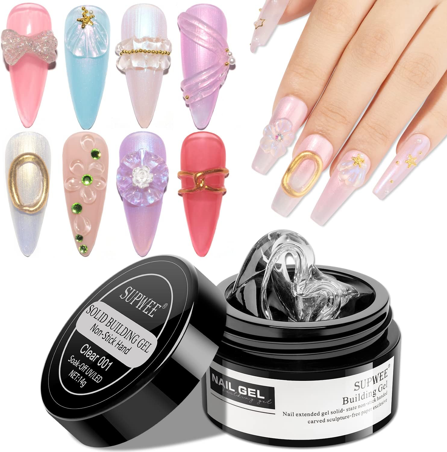 Amazon.com : Solid Gel Builder for Nails 50g Large Capacity Clear Non ...