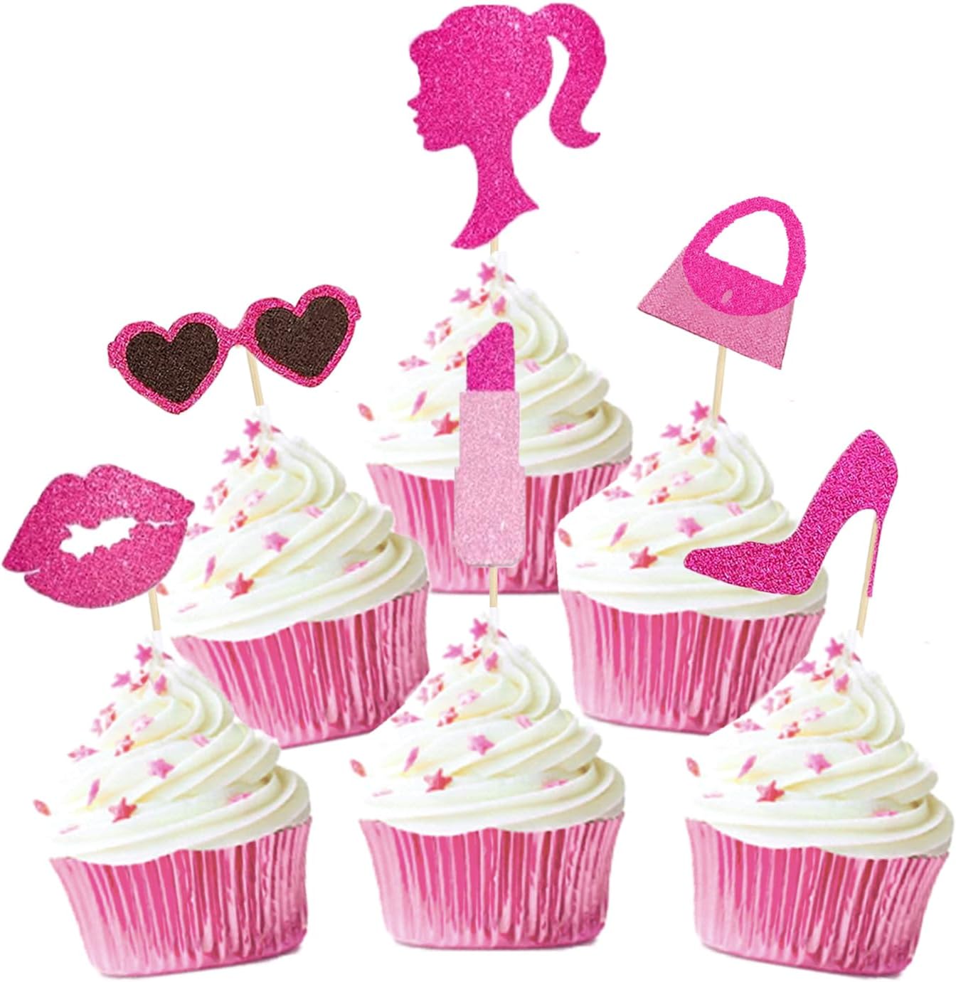Amazon.com: Olwyn 18 Pcs Princess Cupcake Toppers for Barbie Party With ...