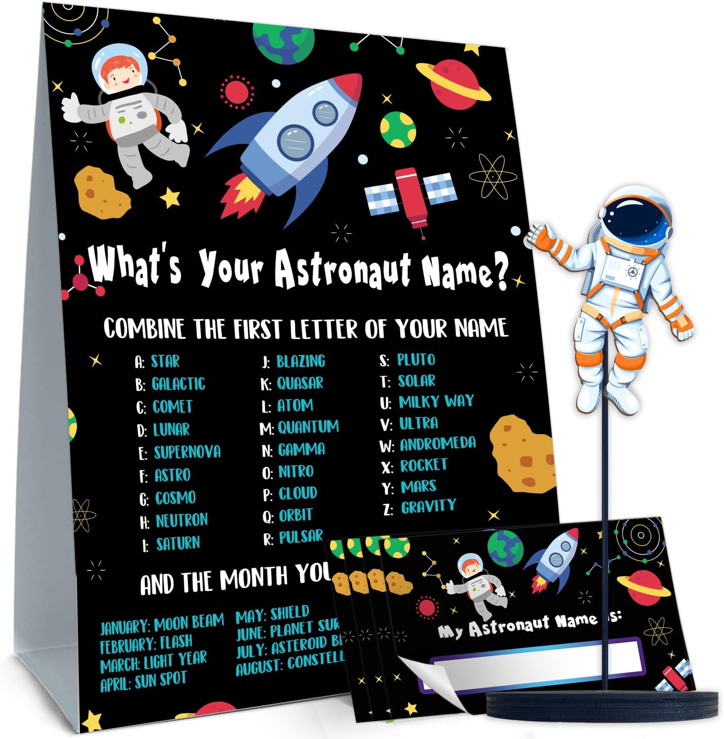 Amazon.com: cidobi What is Your Astronaut Name Game, Birthday Party ...