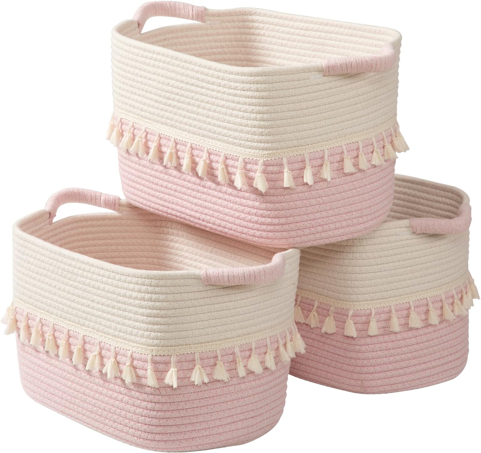 Amazon.com: NaturalCozy Storage Cubes 11 Inch Cotton Rope Woven Baskets ...