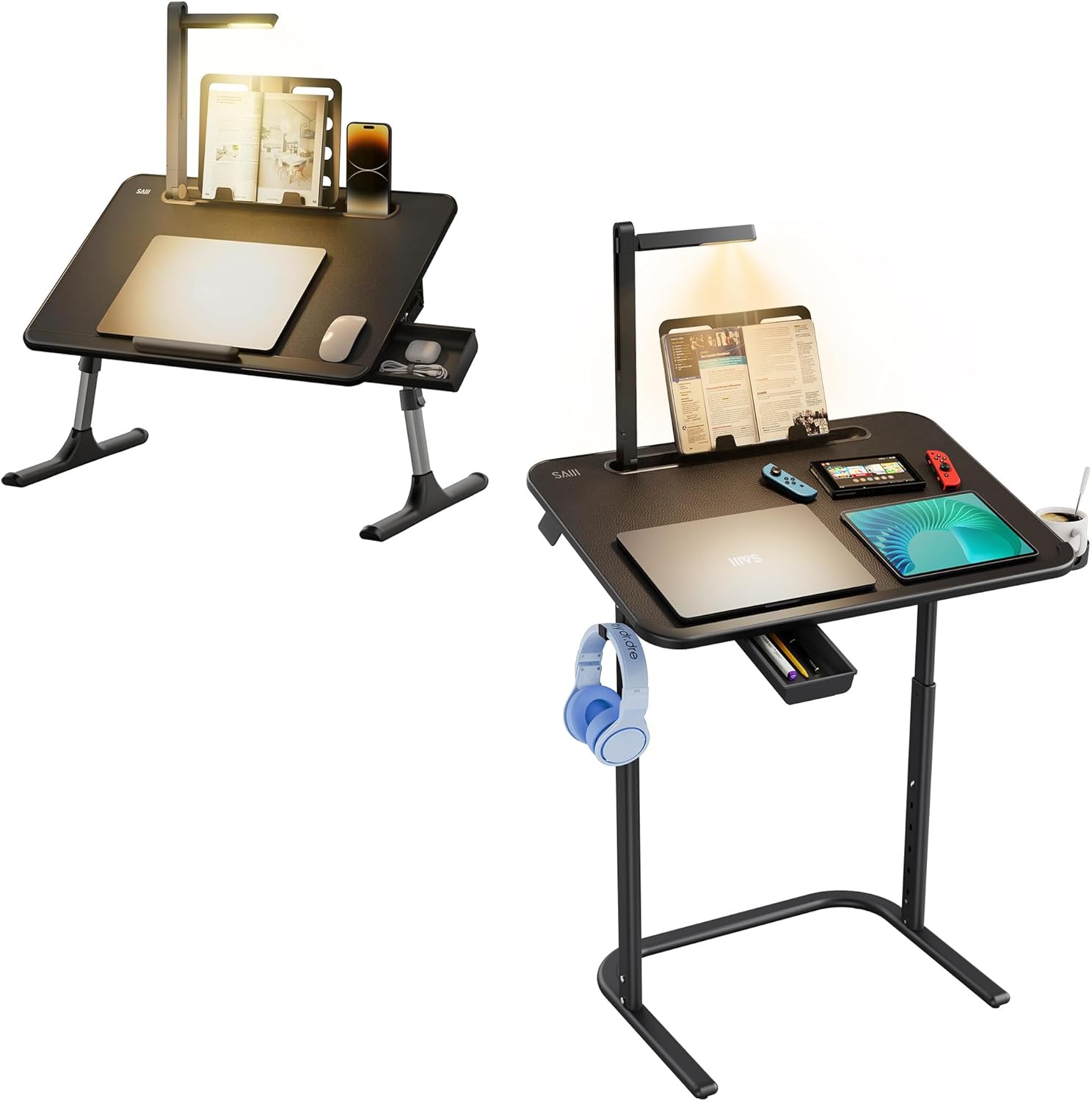 Amazon.com: SAIJI Small Space Desk with Lamp,25.6"*17.7" Heavy Duty Home Office Table for Small ...