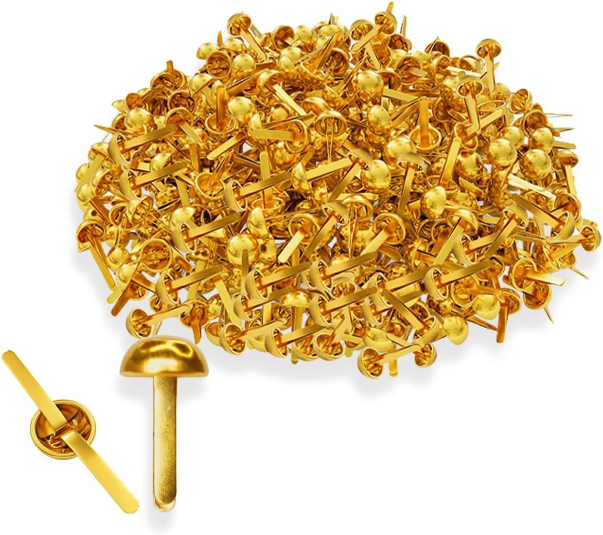 Amazon.com : Penta Angel Mini Brads 100Pcs Gold Paper Fasteners Round ...