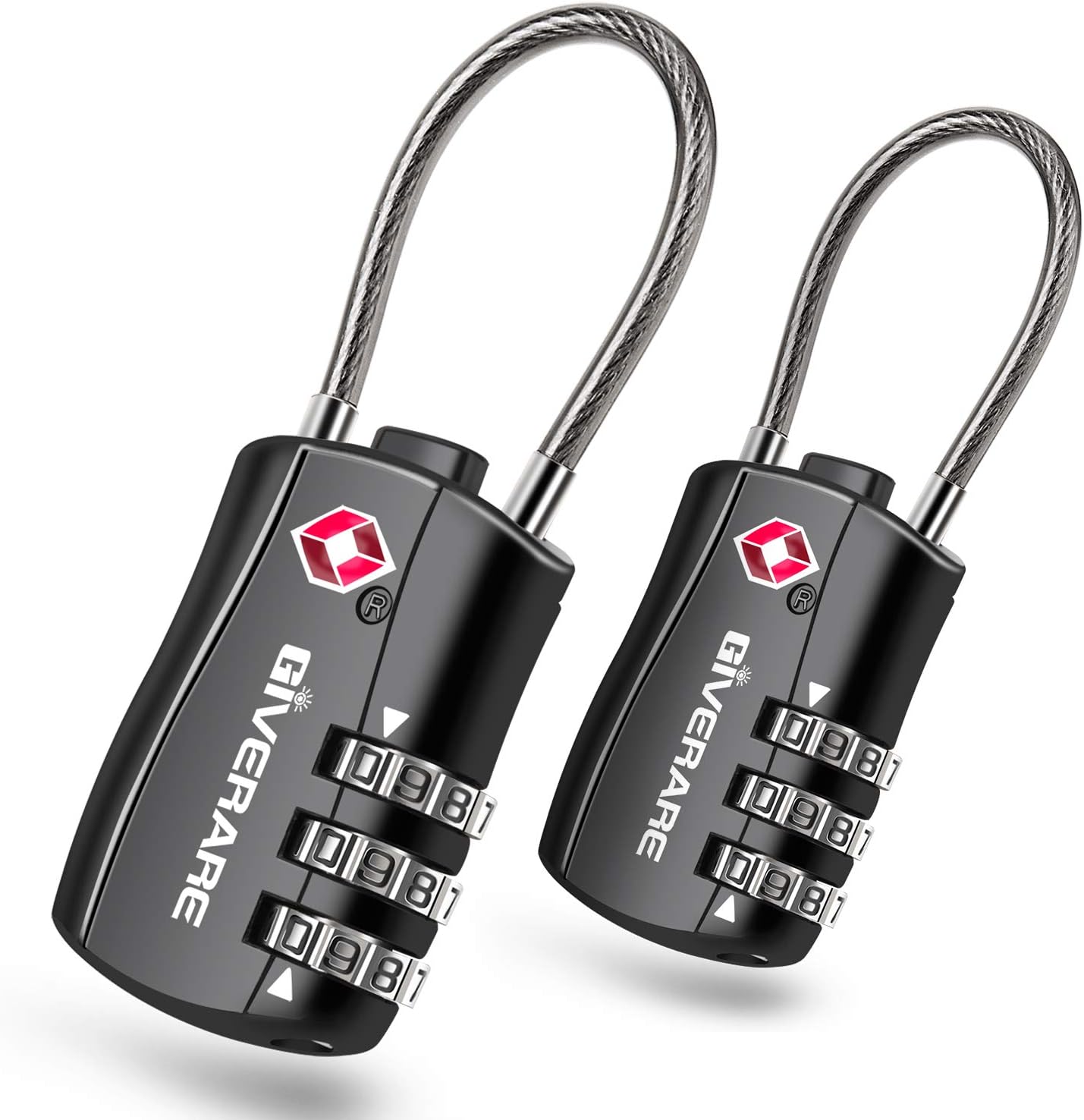 2 Pack TSA Approved Travel Luggage Locks, Cable Combination Lock Alloy ...