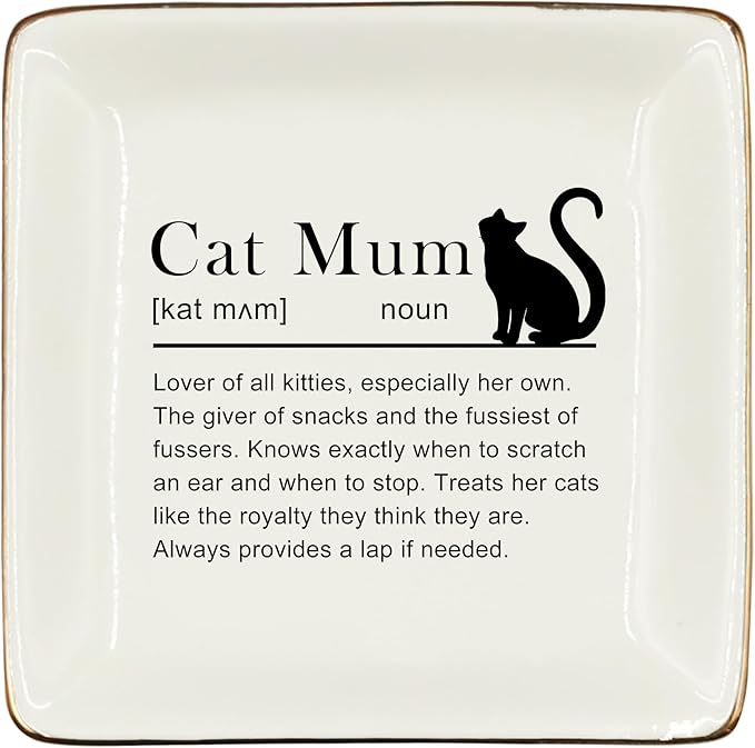 Amazon.com: WODMIS Cat Sign Cat Mum Definition Ceramic Jewelry Tray ...