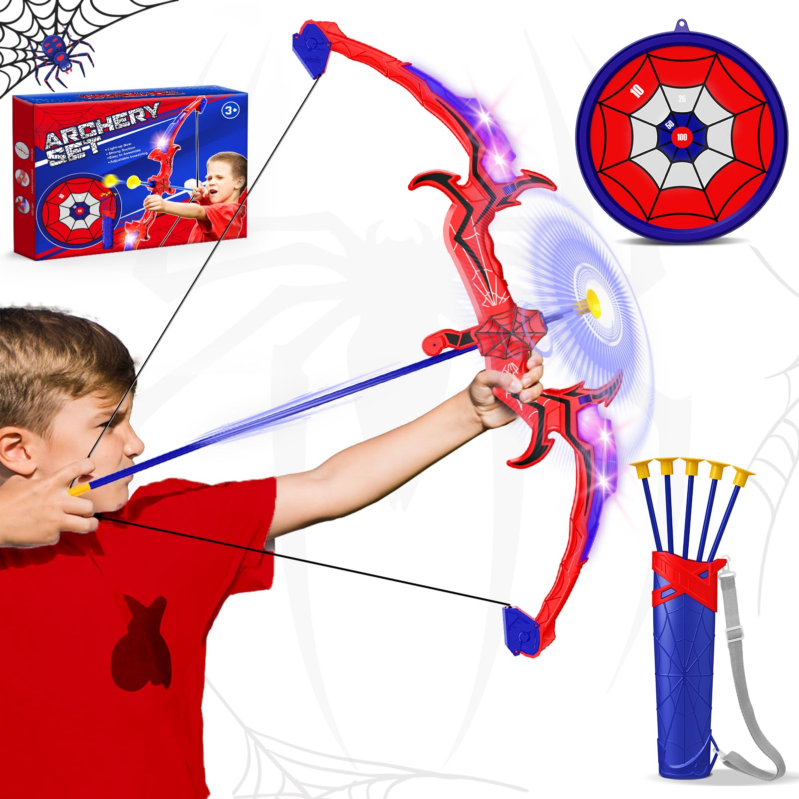 Amazon.com: Aetyni Outdoor Toys for Ages 3-5 Boys,Spider Bow and Arrow ...