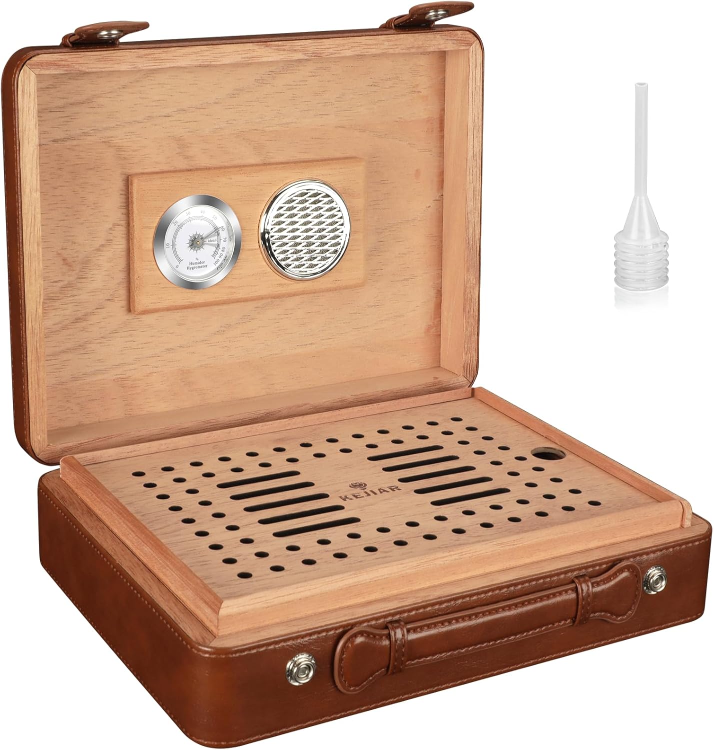 Amazon.com: KEJIAR Cigar Humidor Case, Leather Cedar Wood Humidor Cigar ...