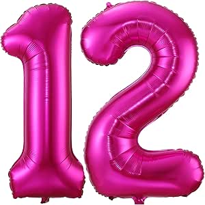 Amazon.com: Hot Pink 12 Balloon Numbers, 40 Inch 12 or 21 Birthday ...