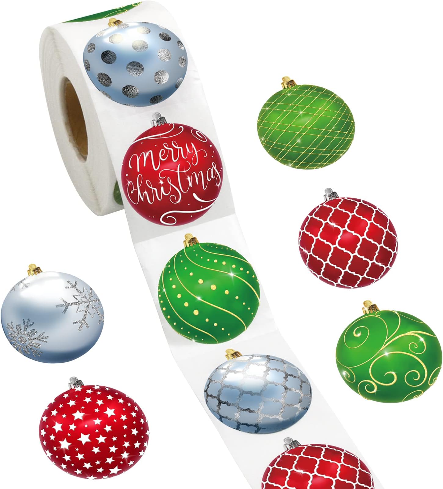 Amazon.com: Christmas Stickers Christmas Glitter Ornament Roll Sticker ...