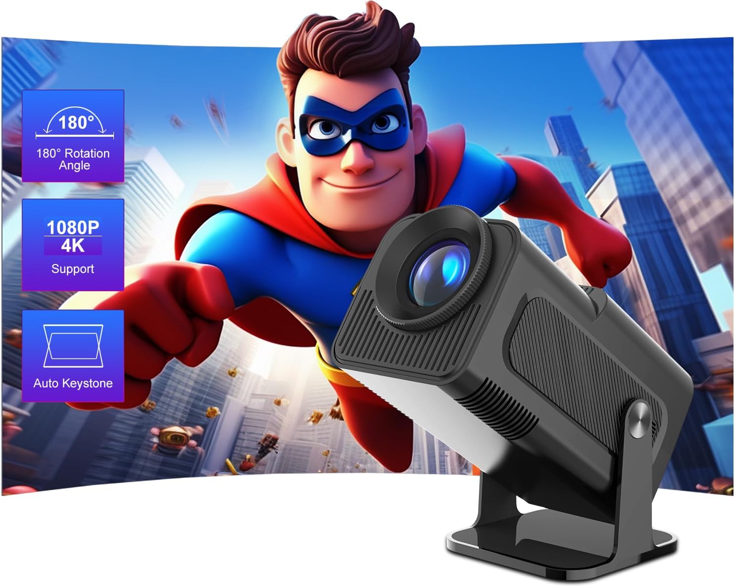 Magcubic Neu HY320 Tragbarer Projektor, 4K FHD Natvie 1080P Smart ...