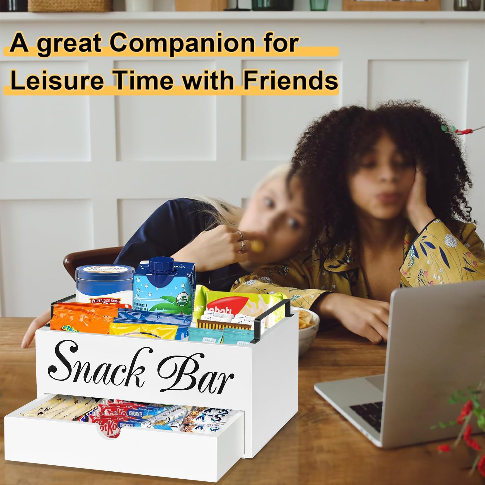 Snapklik.com : Snack Organizer For Countertop, Wood Snack Storage Bins ...
