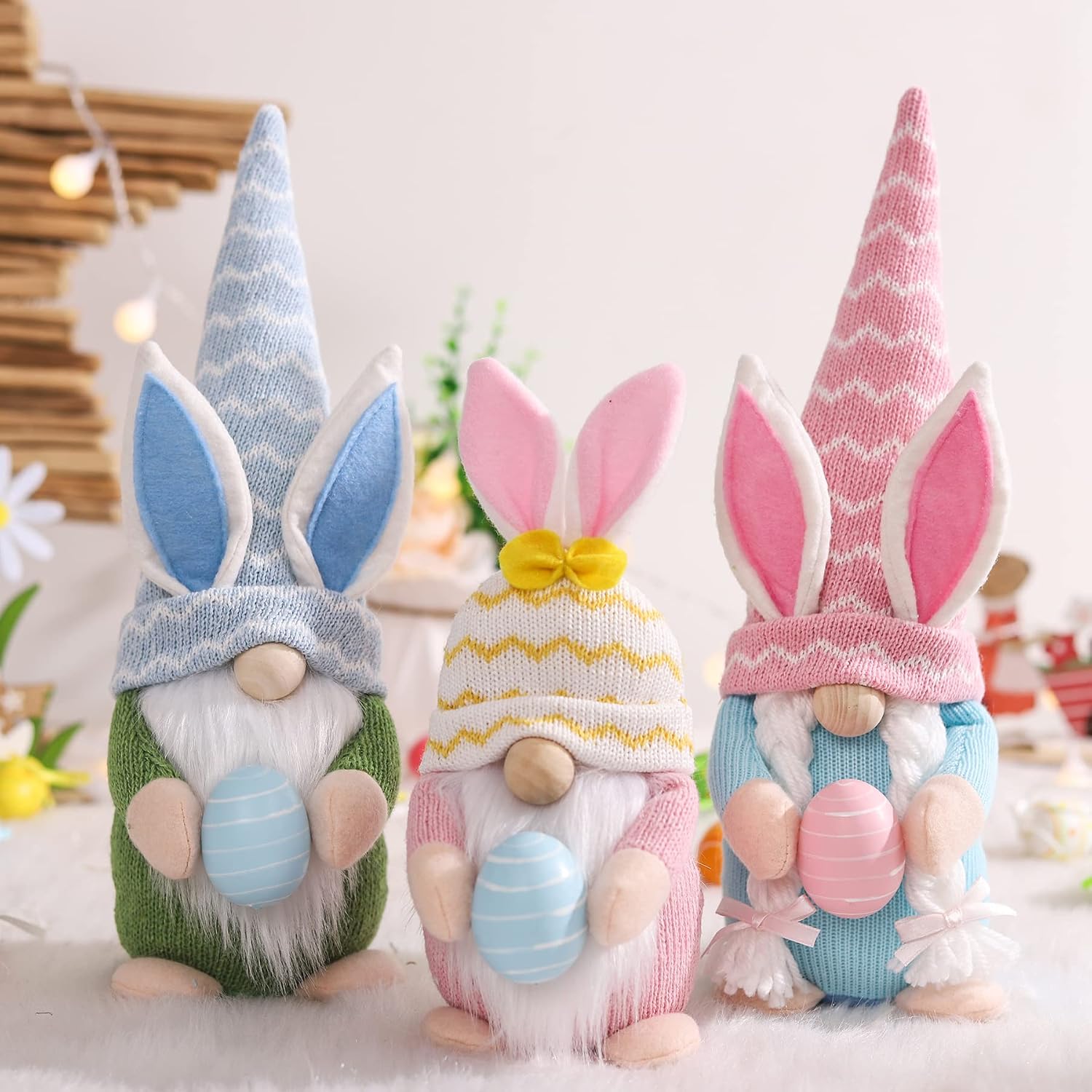 Amazon.com: Kyhvoux Easter Gnomes Decoration, 3 PCS Spring Bunny with ...