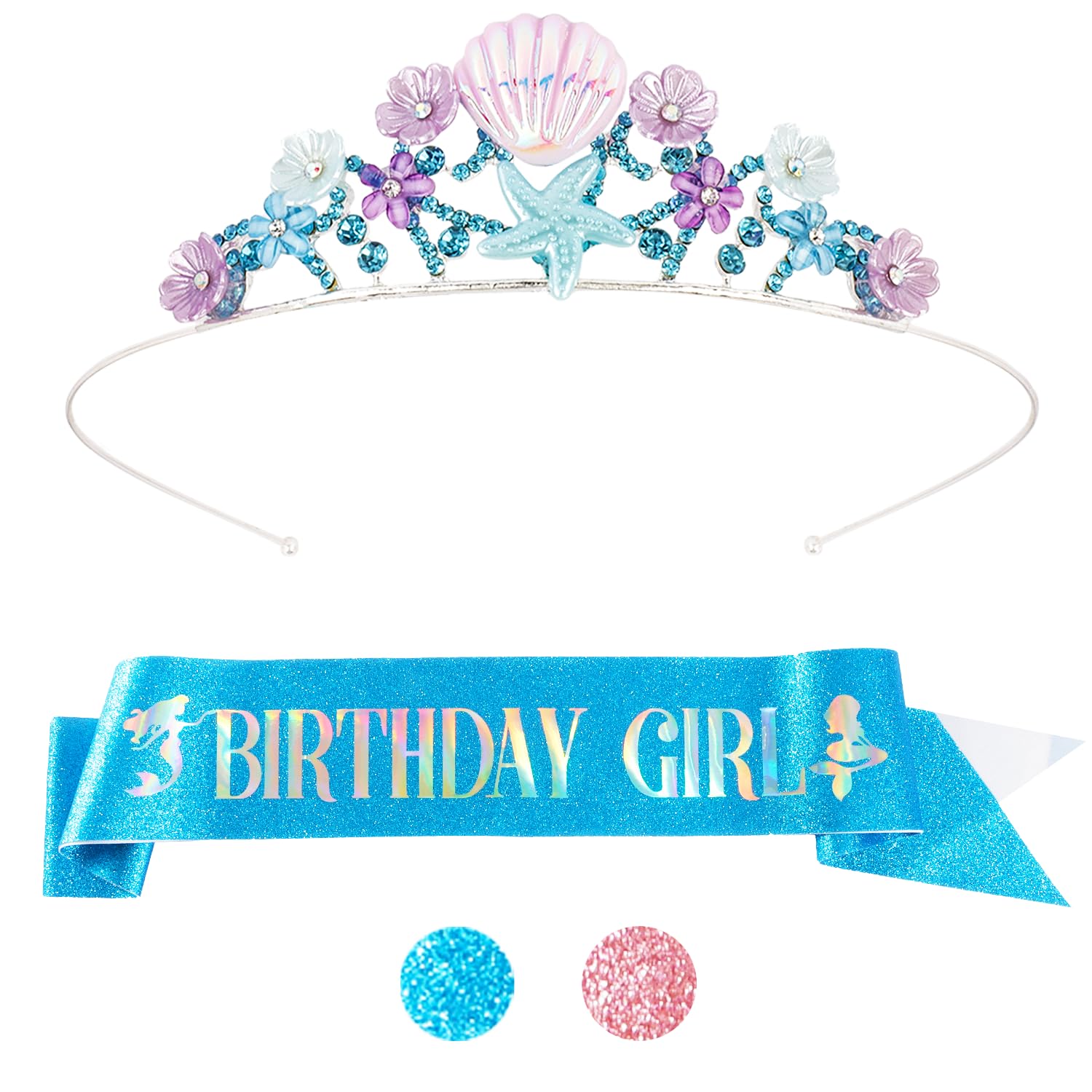 Amazon.com : Didder Mermaid Themed Party Outfit: Sash, Crown and ...