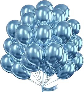 Amazon.com: PartyWoo Metallic Light Blue Balloons 101 pcs 12 Inch Pastel Baby Sky Blue Balloons ...