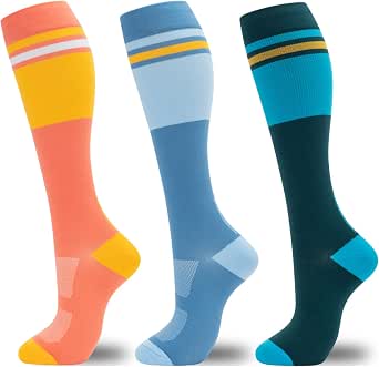 Amazon.com: fenglaoda Compression Socks for Women Men 3 Pairs Graduated ...