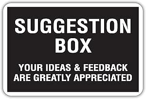 Amazon.com: Suggestion Box Aluminum Sign - Metal Sign, Suggestions Sign ...